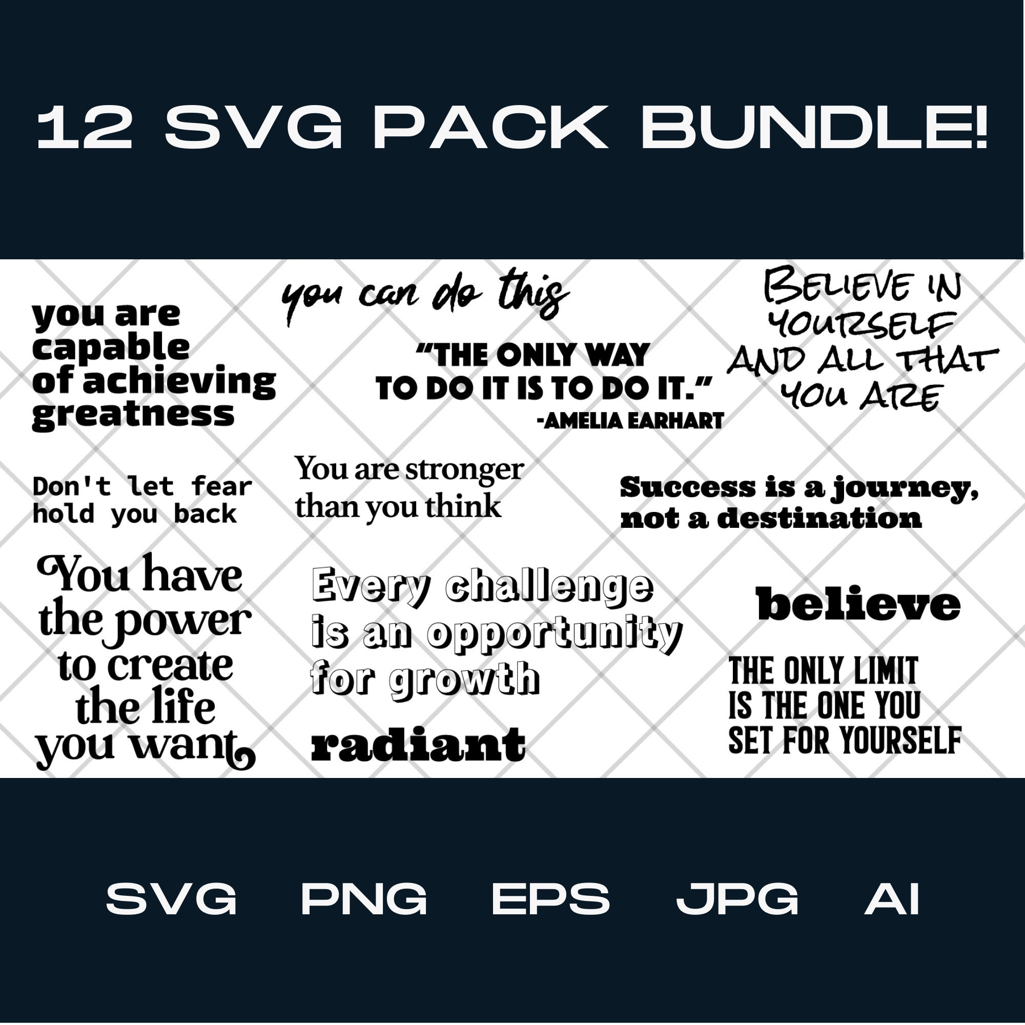 Motivational Bundle SVG, Motivational Svg, Positive Quotes Svg, Girl ...