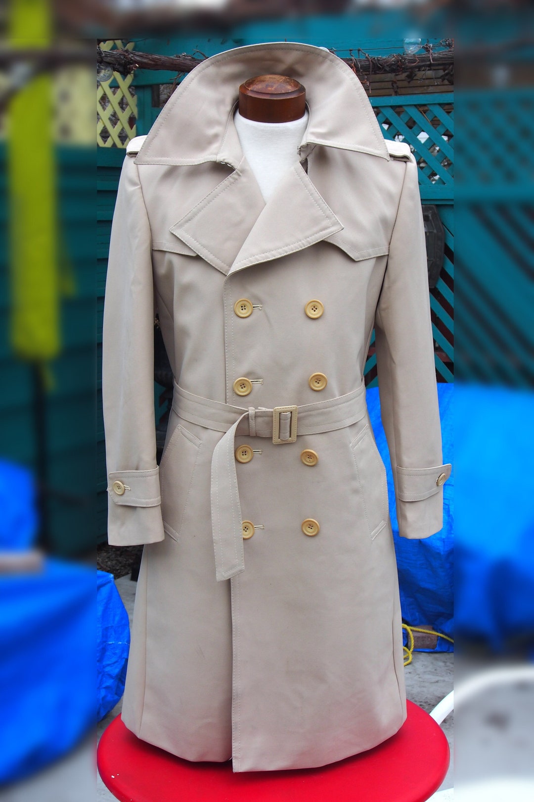 Vintage 70s Mens MONTMARTRE Pink Panther Detective-style Trench Coat ...