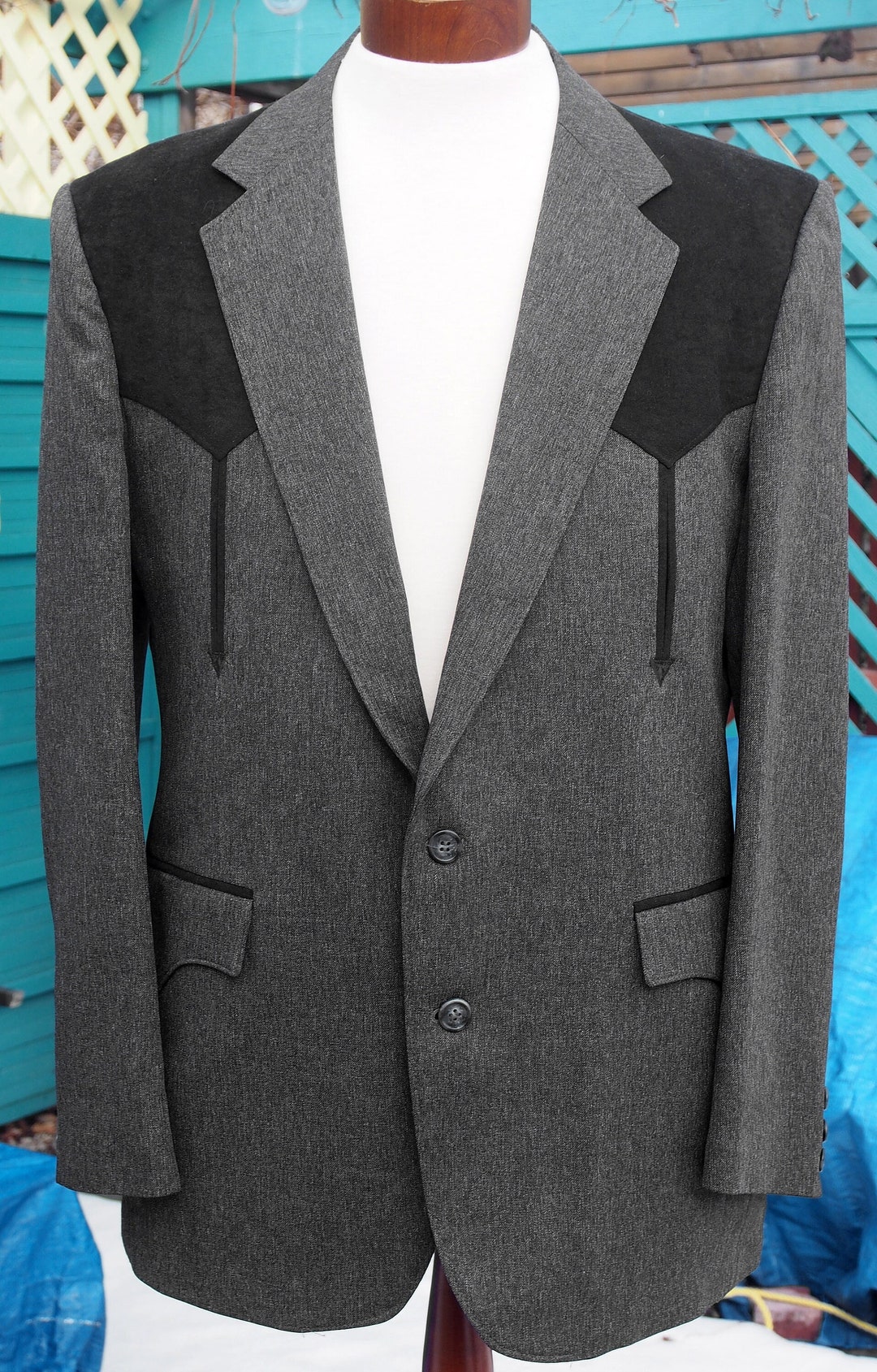 CIRCLE S Dallas Texas Men's Gray/charcoal Rockabilly Western Sportcoat ...