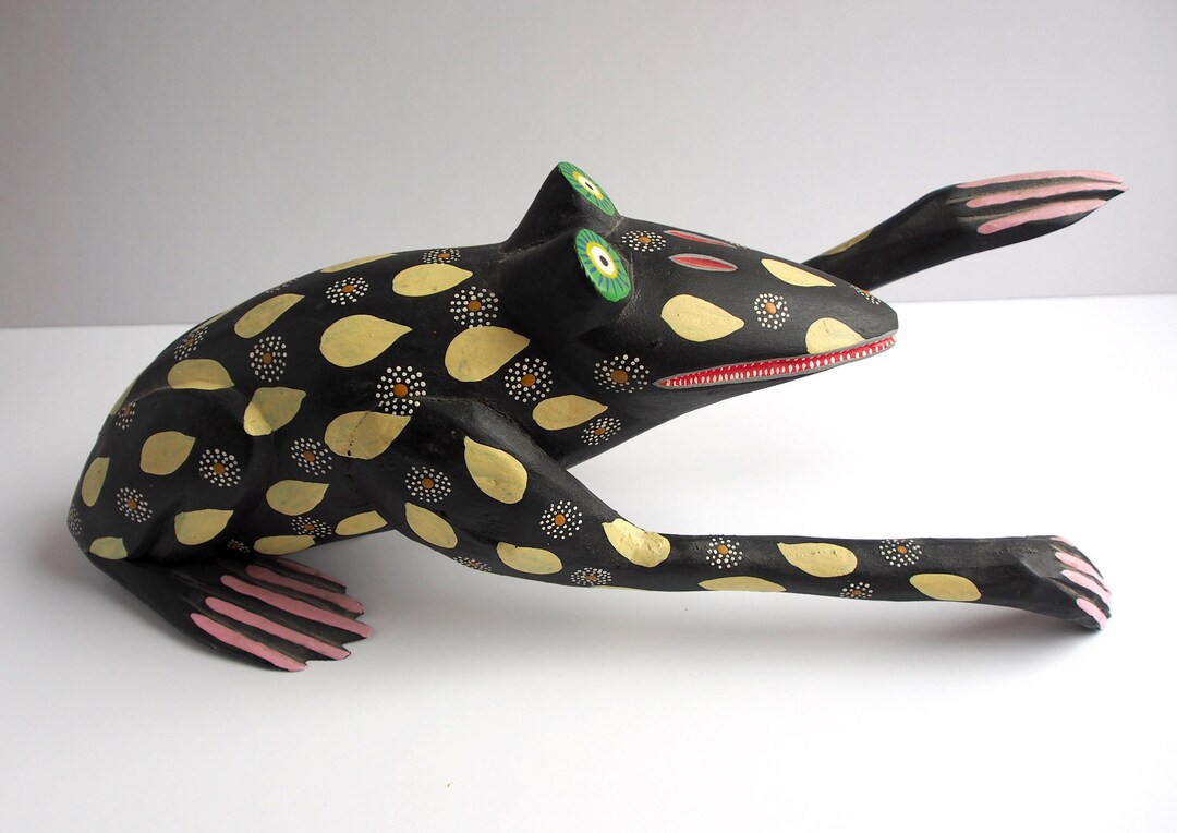Vintage Mexican Folk Art Alebrije Frog Wood Carving by Zeny Fuentes ...