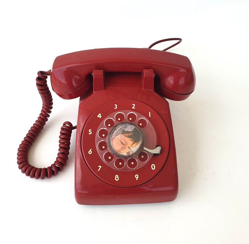 Red Rotary Phone 80's Mid Century Old Dial Telephone - Etsy