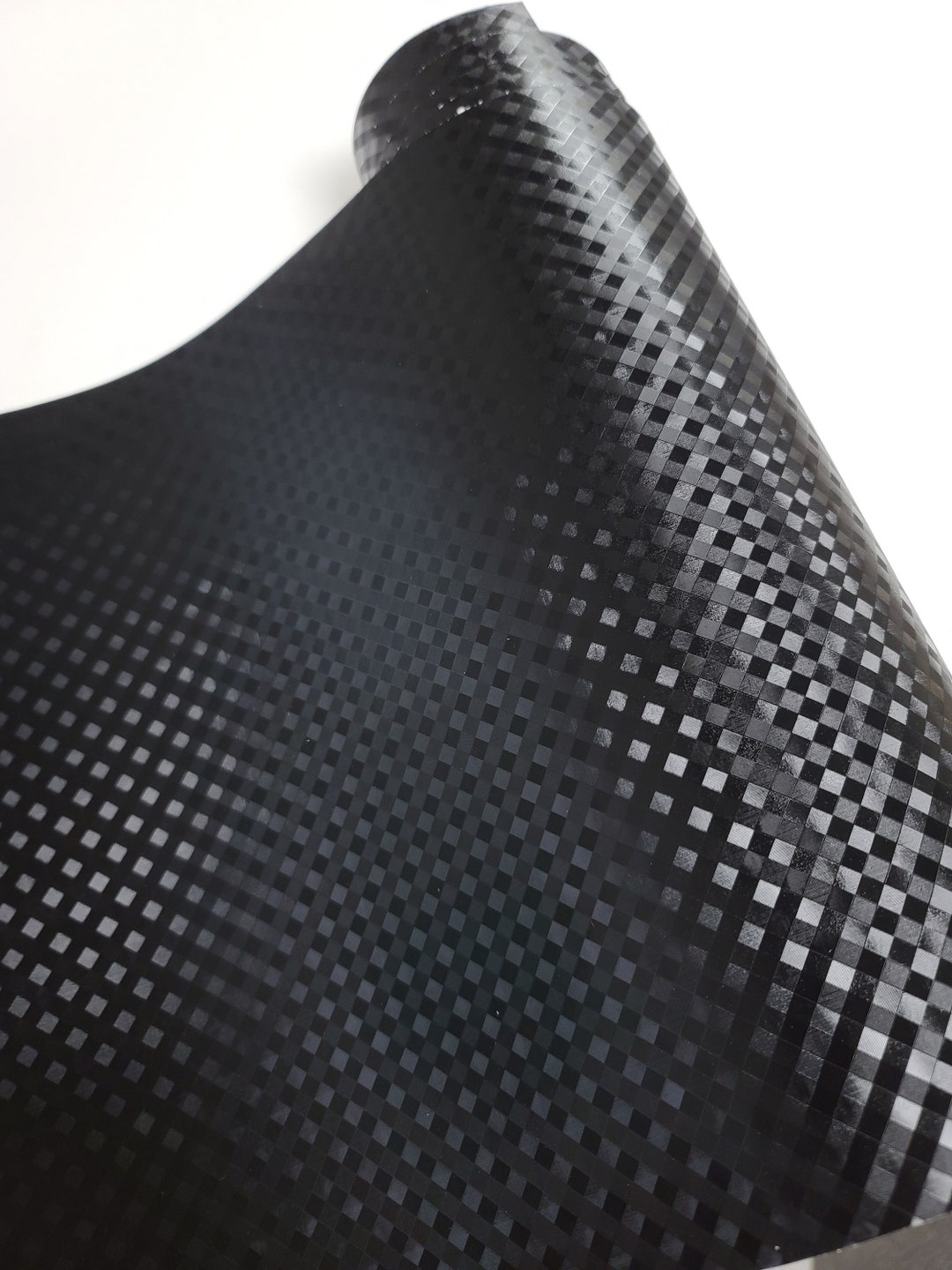 Satin Matte Black Checkered Pattern Self Adhesive Vinyl Car Wrap ...