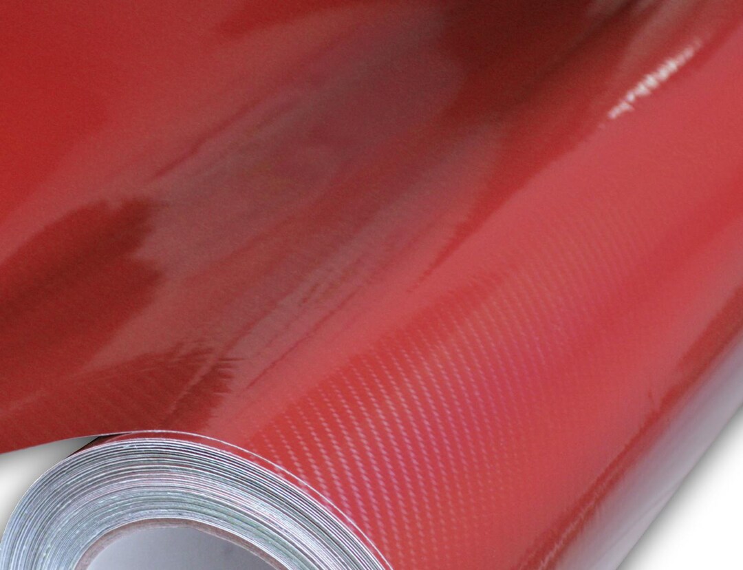 High Gloss Glossy Red Carbon Fiber Fibre Self Adhesive Backed Vinyl Car ...