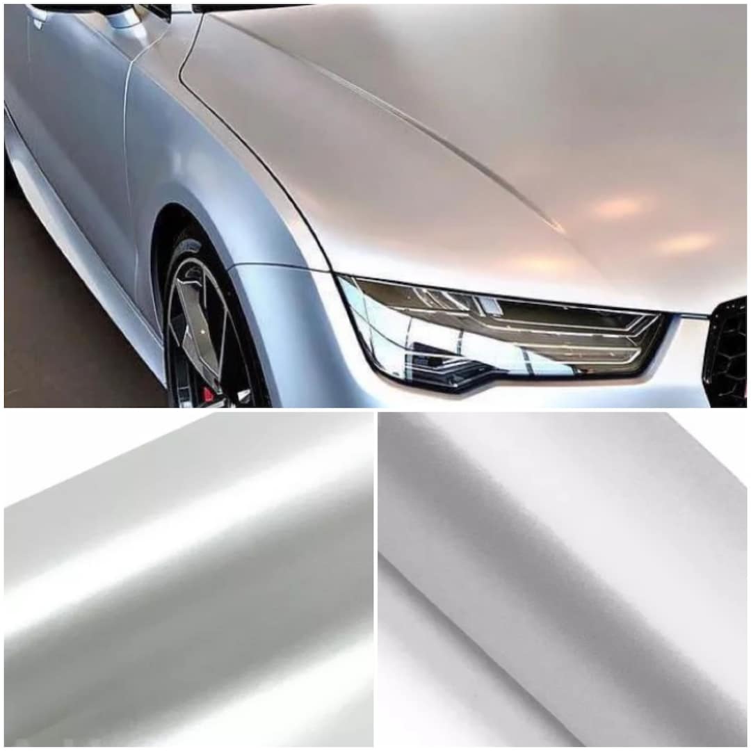 Matte Satin Anodized Silver Self Adhesive Vinyl Car Wrap Bubble Free ...