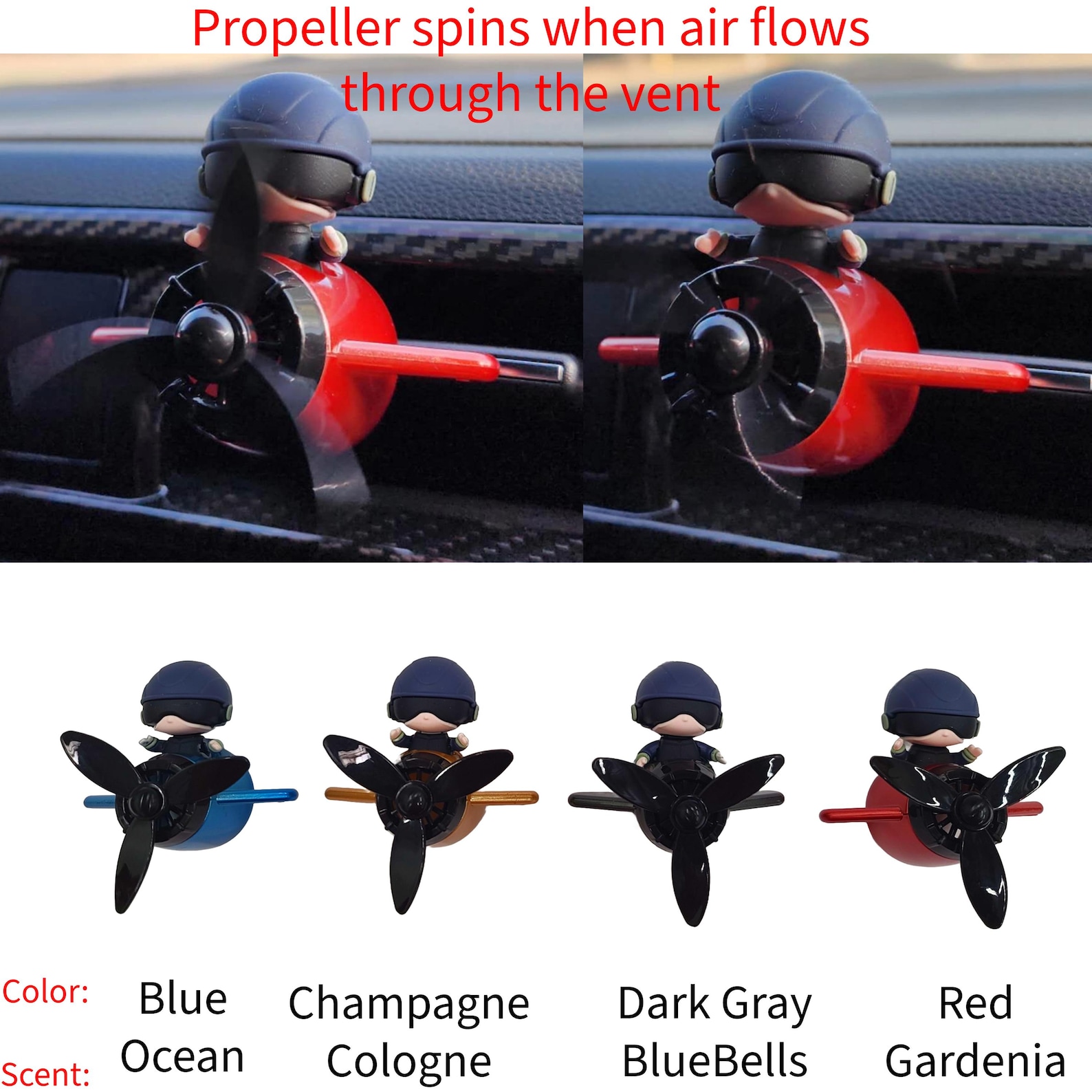 Pilot Airplane Rotating Propeller Car Scent Air Freshener Aromatherapy ...