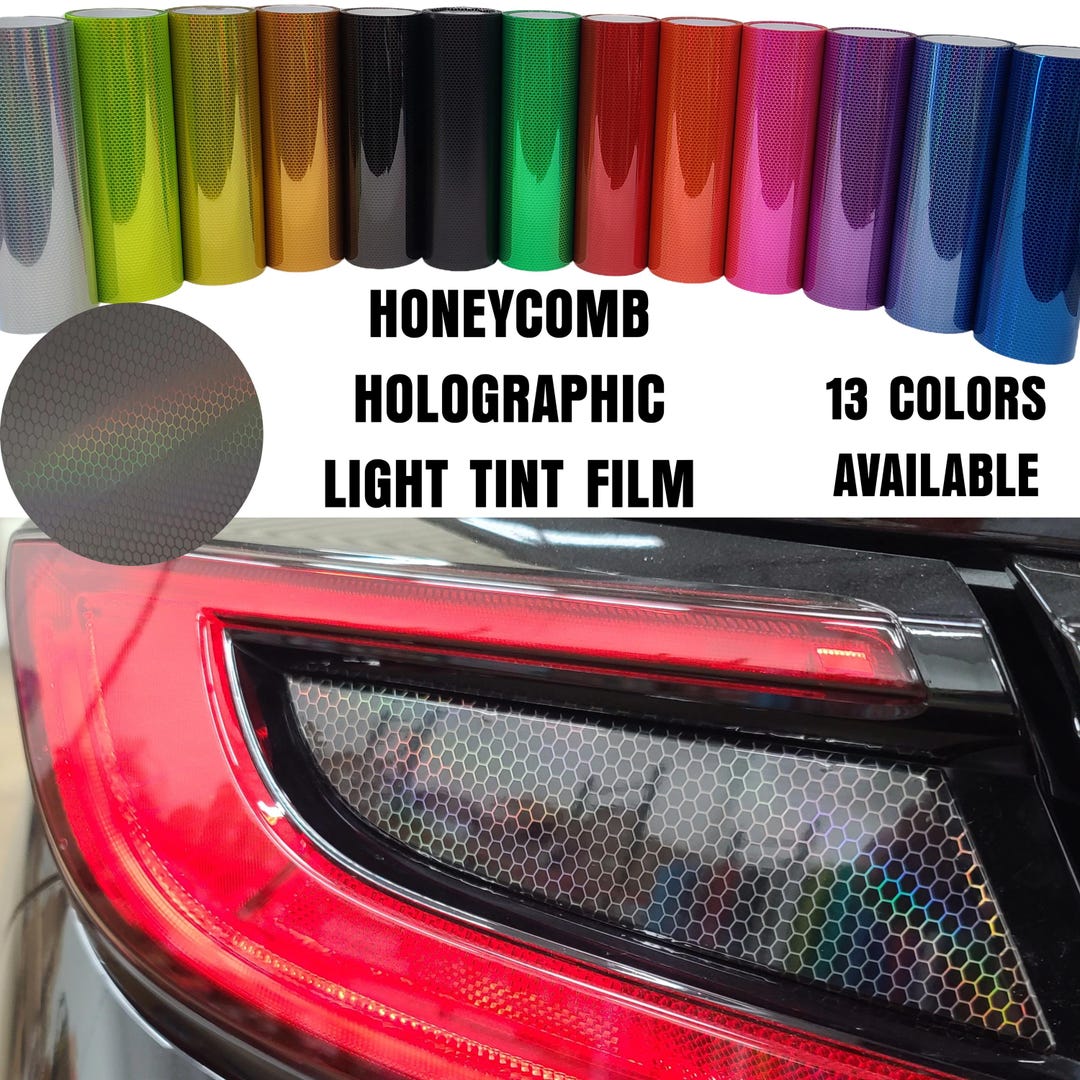 Gloss Honeycomb Holographic Laser 12in X 10FT Headlight Tail Light Fog Tint Vinyl PVC Film ...