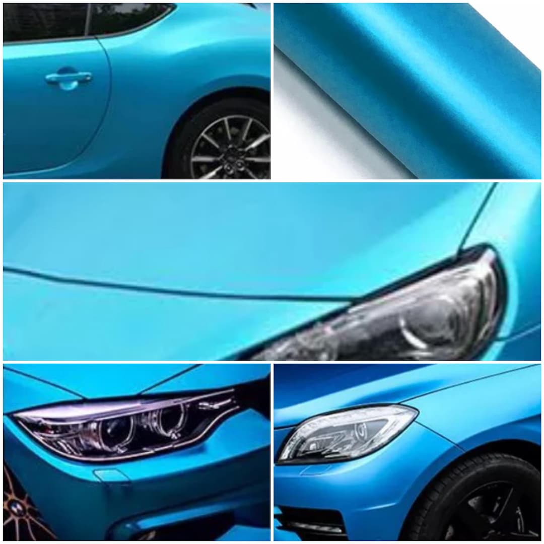Matte Satin Anodized Lake Blue Self Adhesive Vinyl Car Wrap Bubble Free ...