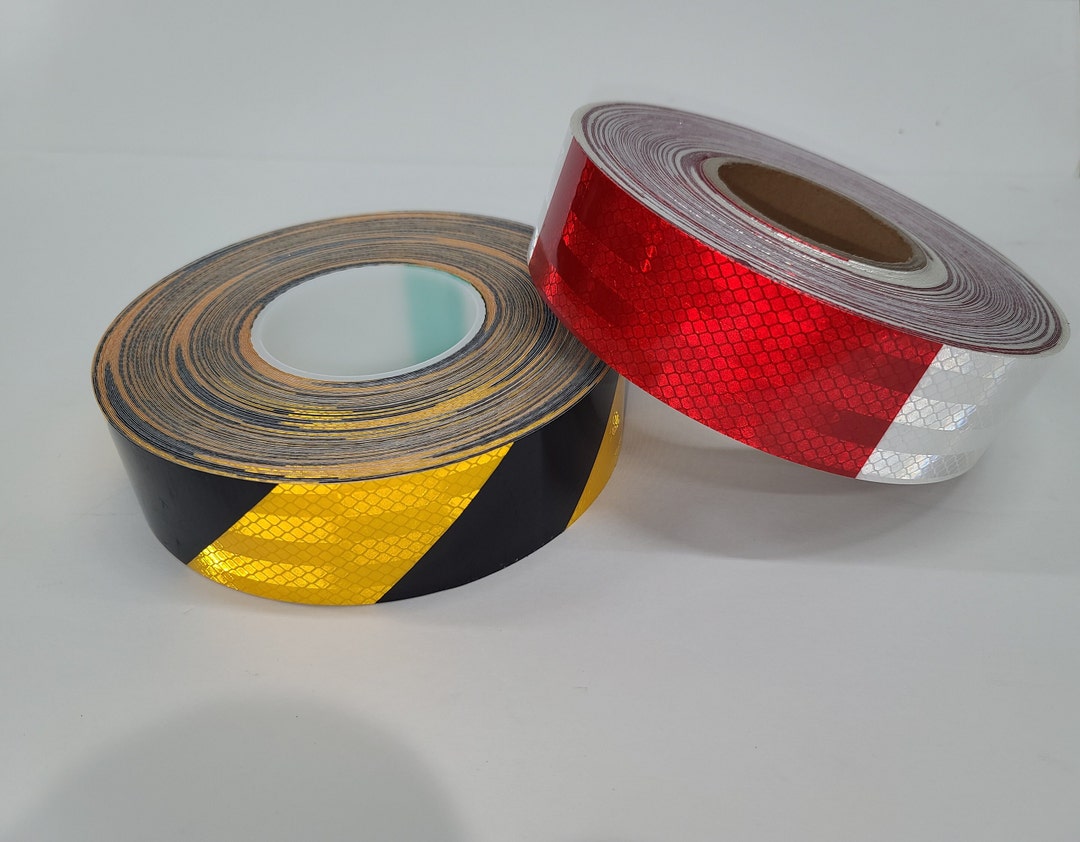 Reflective Tape Black Yellow / Red White Caution Safety Harzard Warning ...