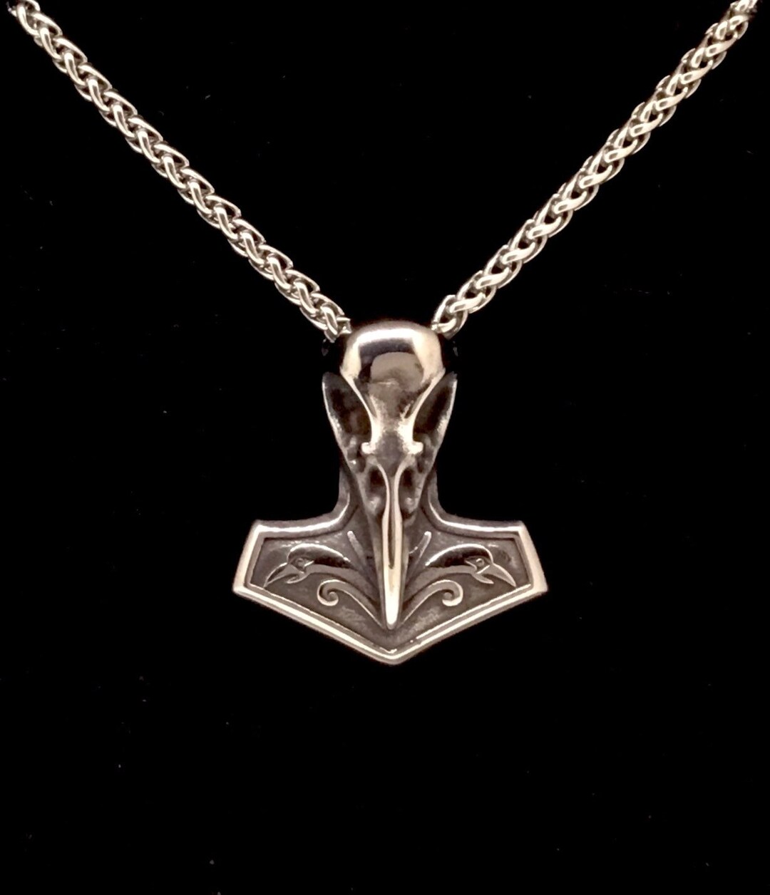 RAVEN SKULL MJOLNIR, Goth Viking, Bird Skull, Thors Hammer, Norse ...