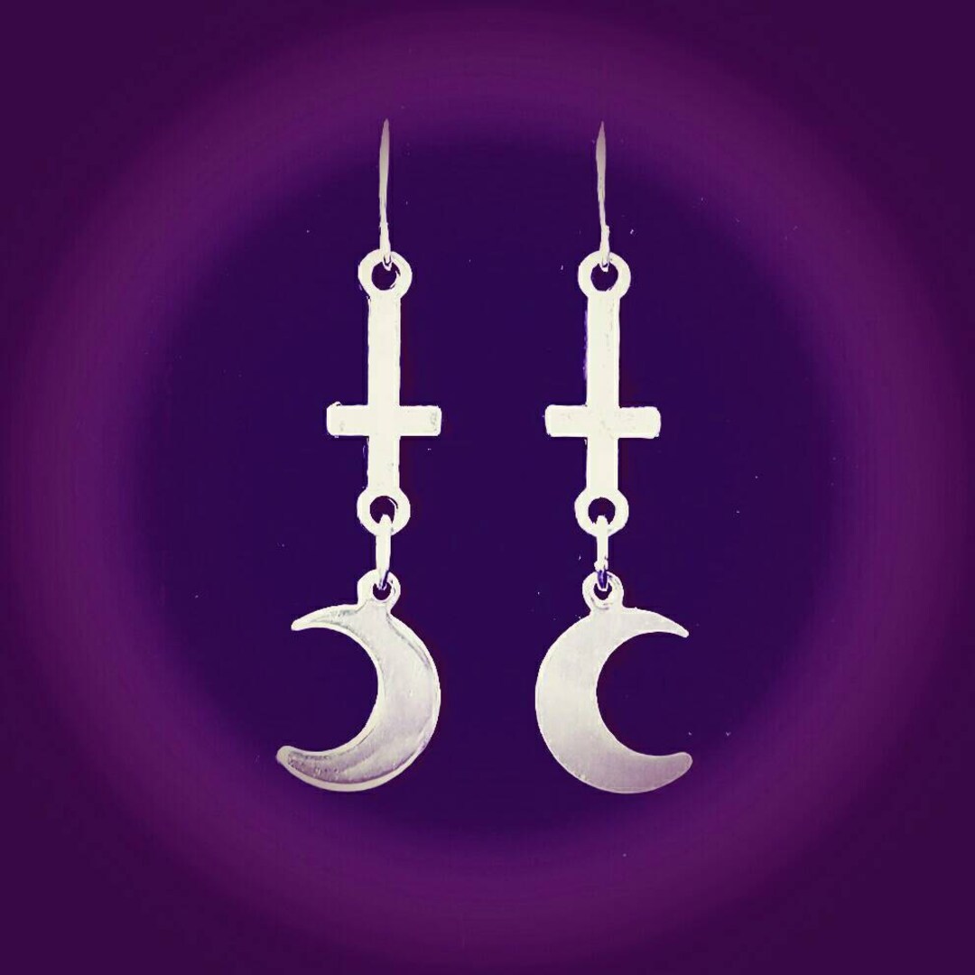 BOLINE Earrings for the Satanic Witch in You, Inverted Cross Earrings ...