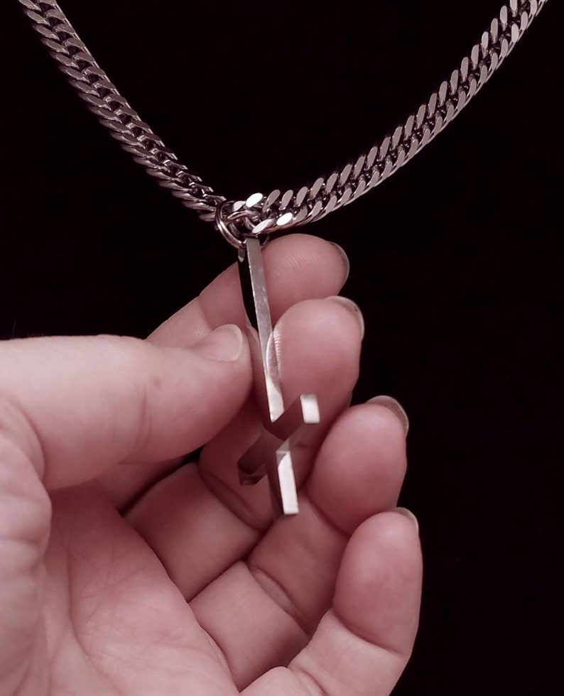 INVERTED CROSS Necklace Upside Down Cross Necklace Satanic | Etsy