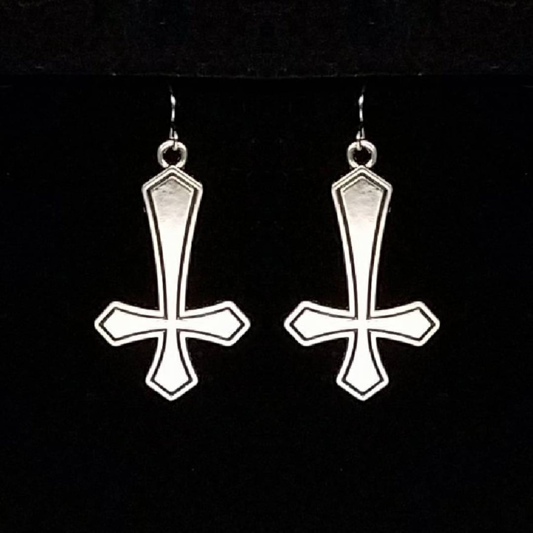 GOTHIC CROSS, Inverted Cross, Single Earring, Satanic Earrings, Satanic ...