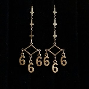 666, Satanic Earrings, Number of the Beast, Heavy Metal, Inverted Cross ...