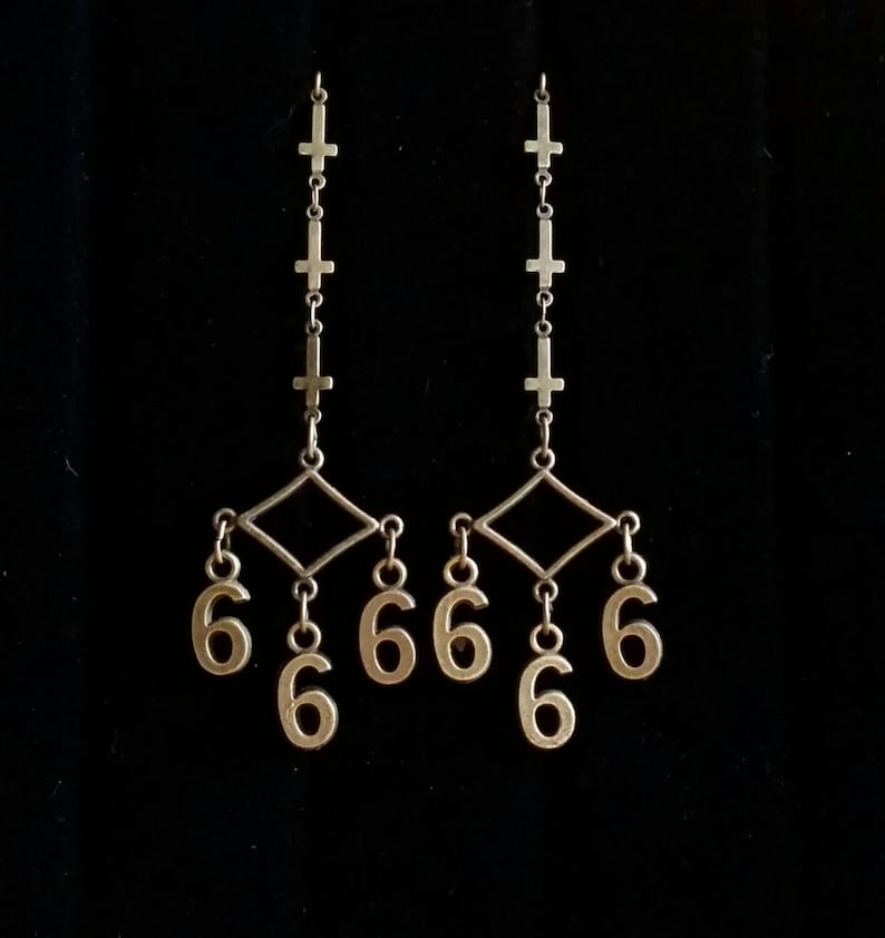 666 satanic earrings number of the beast heavy metal | Etsy