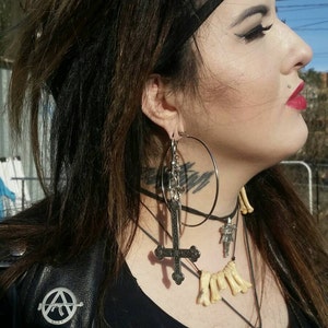 INVERTED CROSS Earrings, Ear Weights, Large, Ornate, Upside-down Cross ...