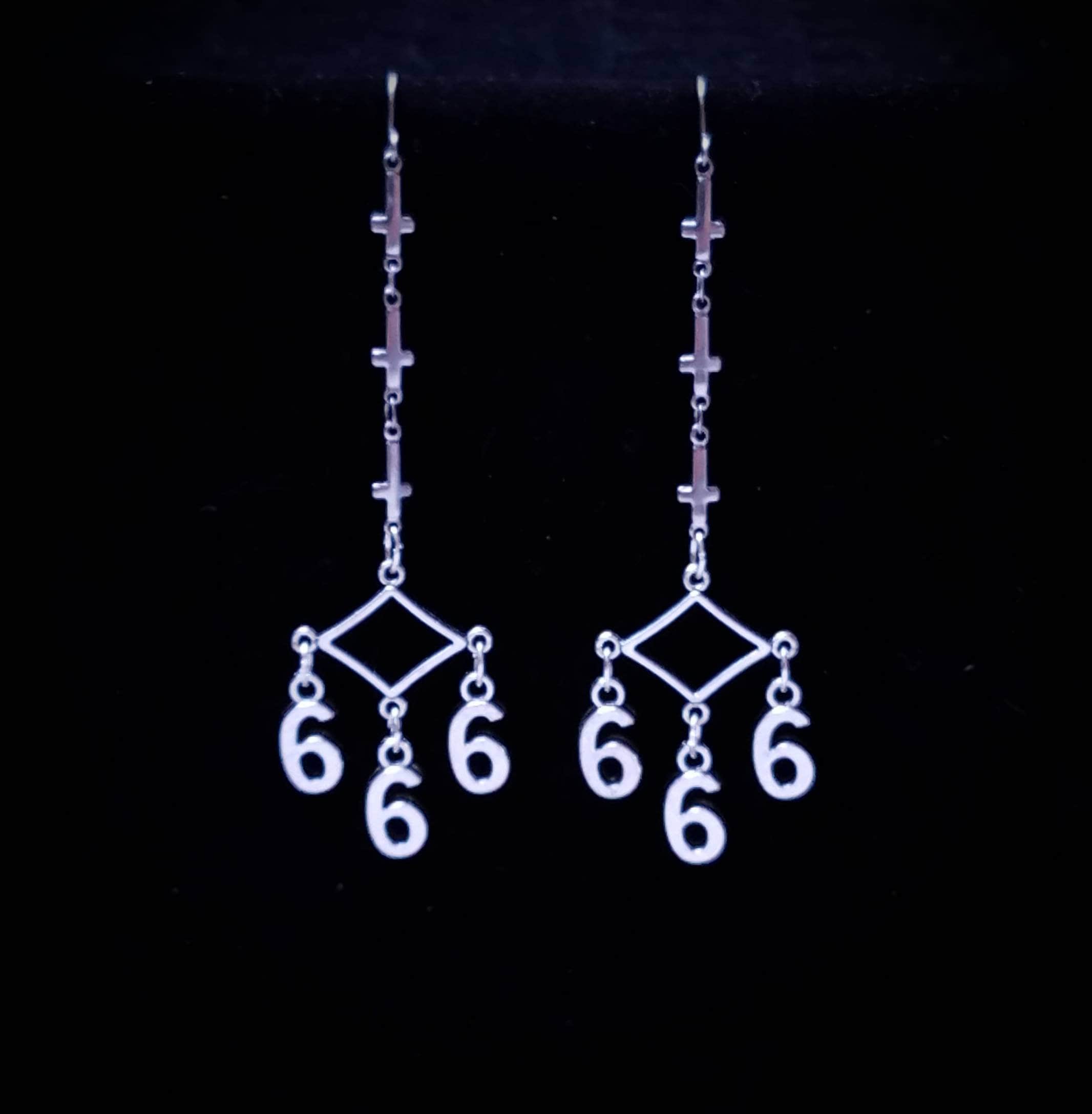 666 satanic earrings number of the beast heavy metal | Etsy
