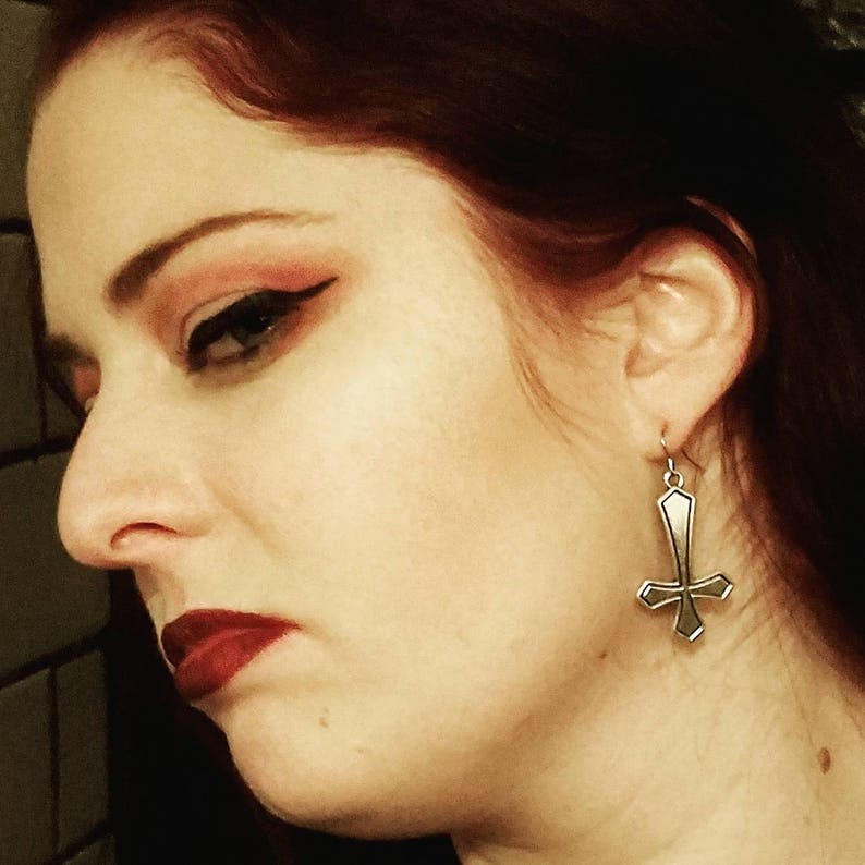 GOTHIC CROSS, Inverted Cross, Single Earring, Satanic Earrings, Satanic ...