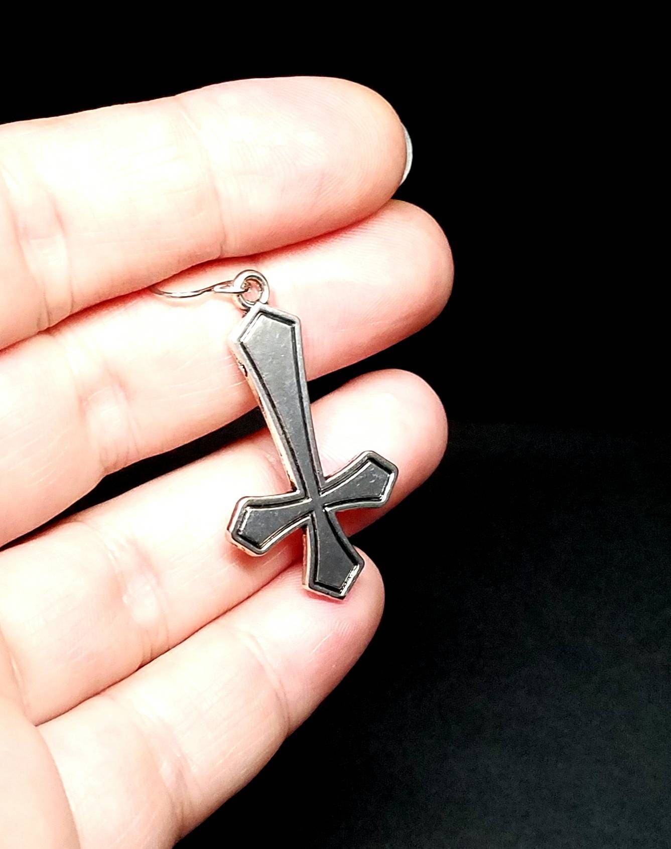GOTHIC CROSS, Inverted Cross, Single Earring, Satanic Earrings, Satanic ...