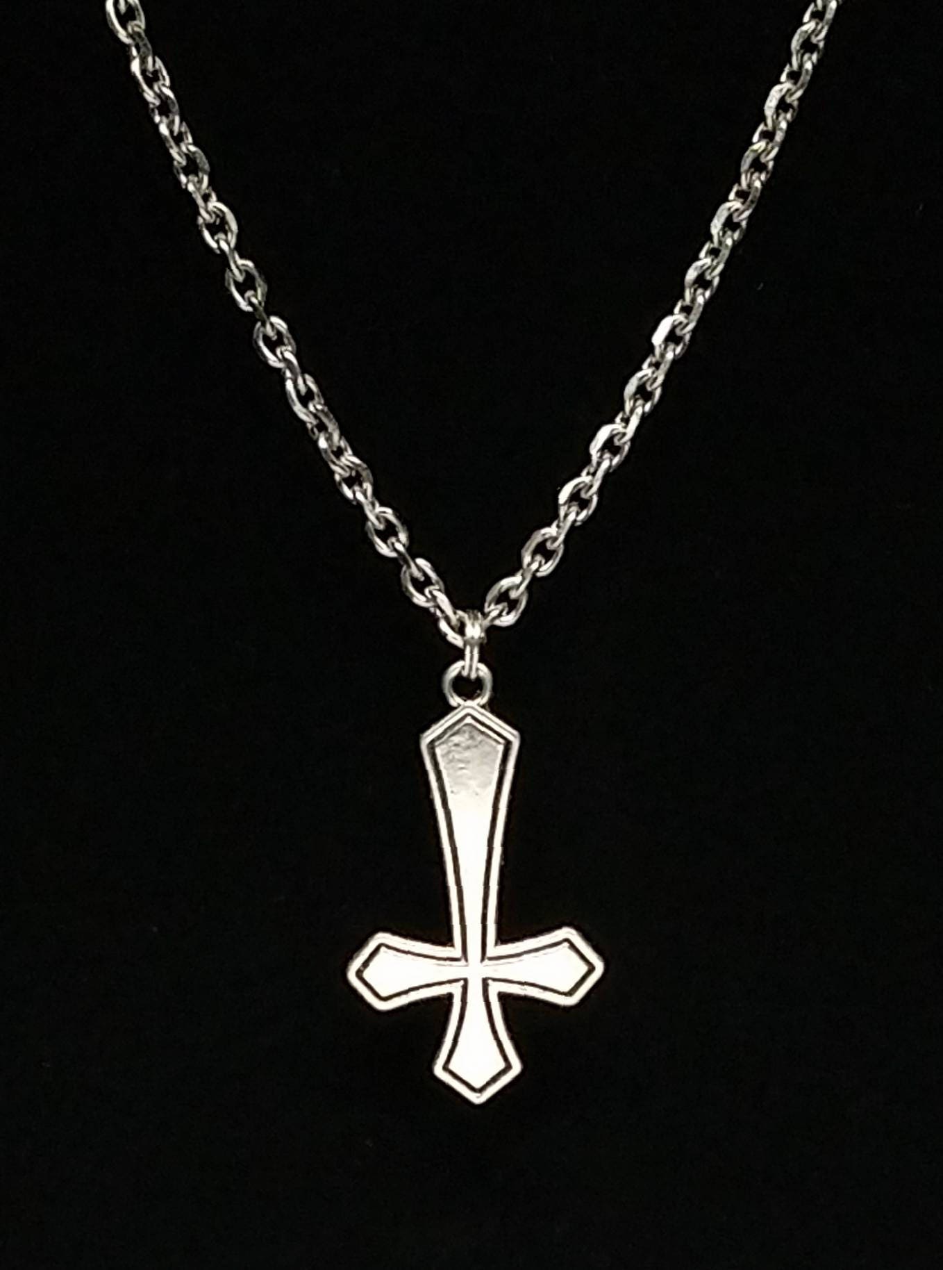 GOTHIC CROSS Necklace Inverted Cross Necklace Upside Down - Etsy