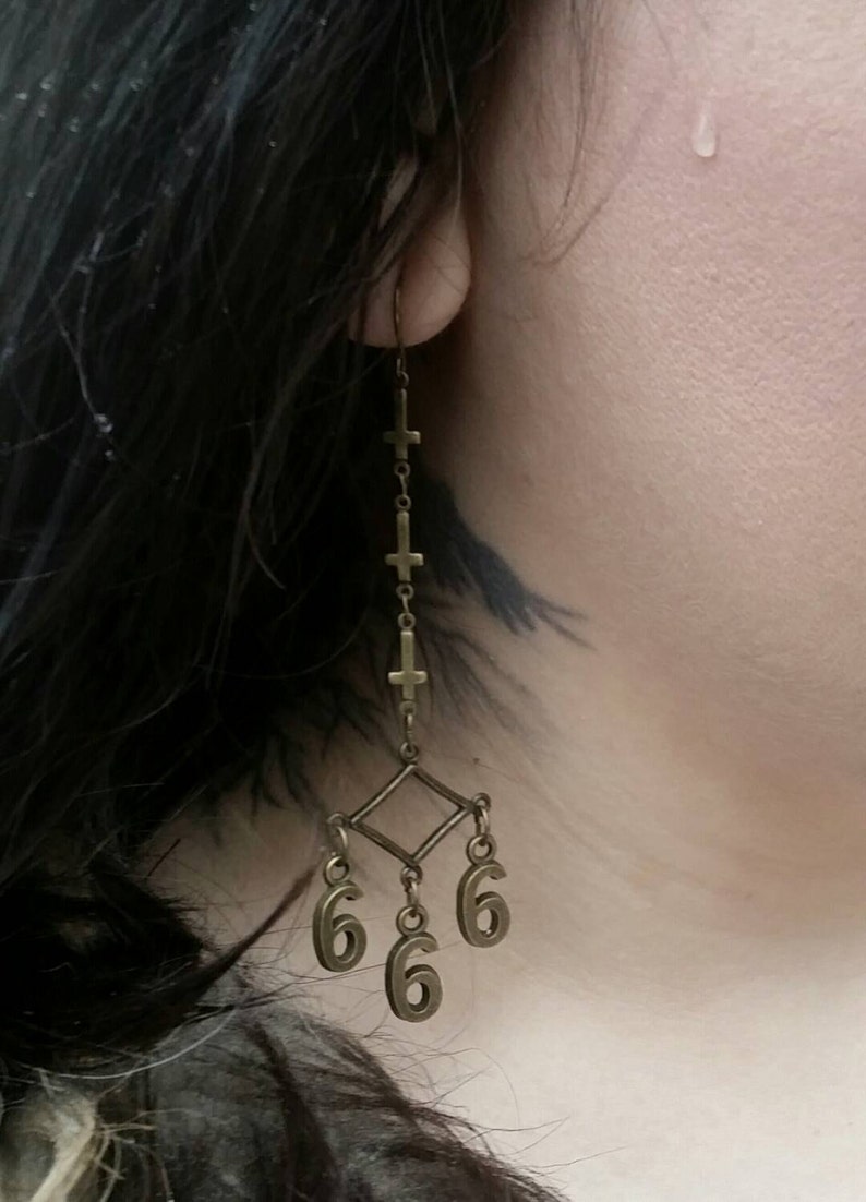 666 satanic earrings number of the beast heavy metal | Etsy