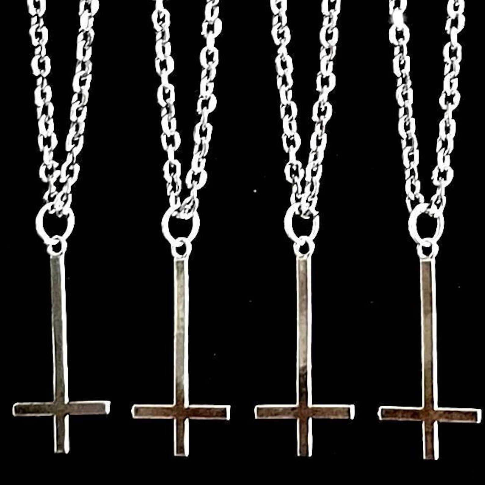 INVERTED CROSS Necklace Upside Down Cross Necklace Satanic - Etsy