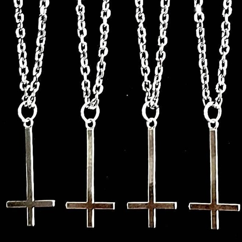 INVERTED CROSS Necklace Upside Down Cross Necklace Satanic - Etsy