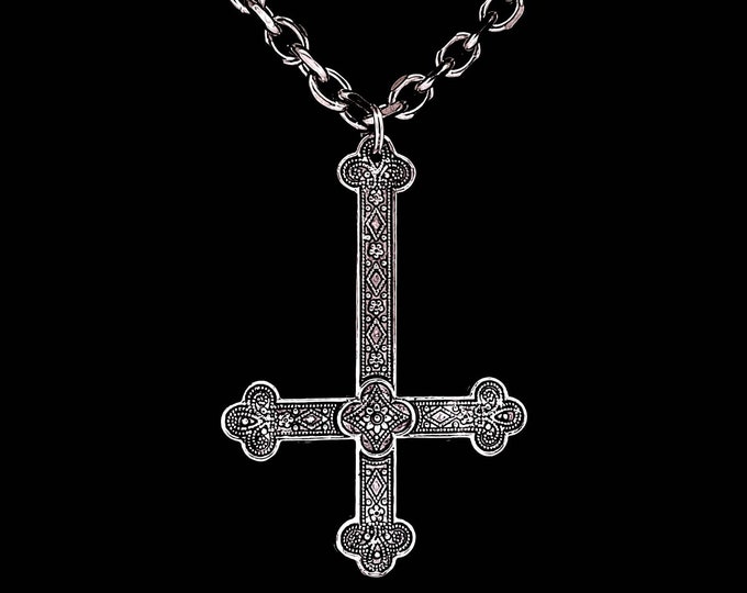 INVERTED CROSS Necklace, Upside Down Cross, Satanic Jewelry, Occult ...