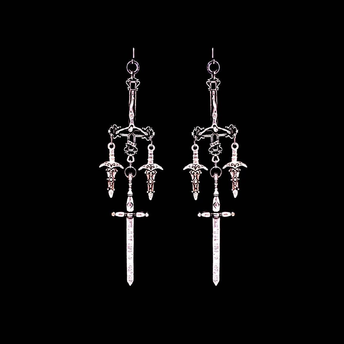 THREE of SWORDS Inverted Crucifix Earrings Tarot Jewelry | Etsy