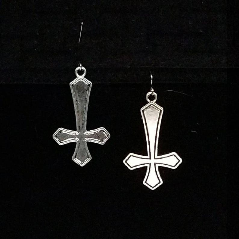 GOTHIC CROSS, Inverted Cross, Single Earring, Satanic Earrings, Satanic ...