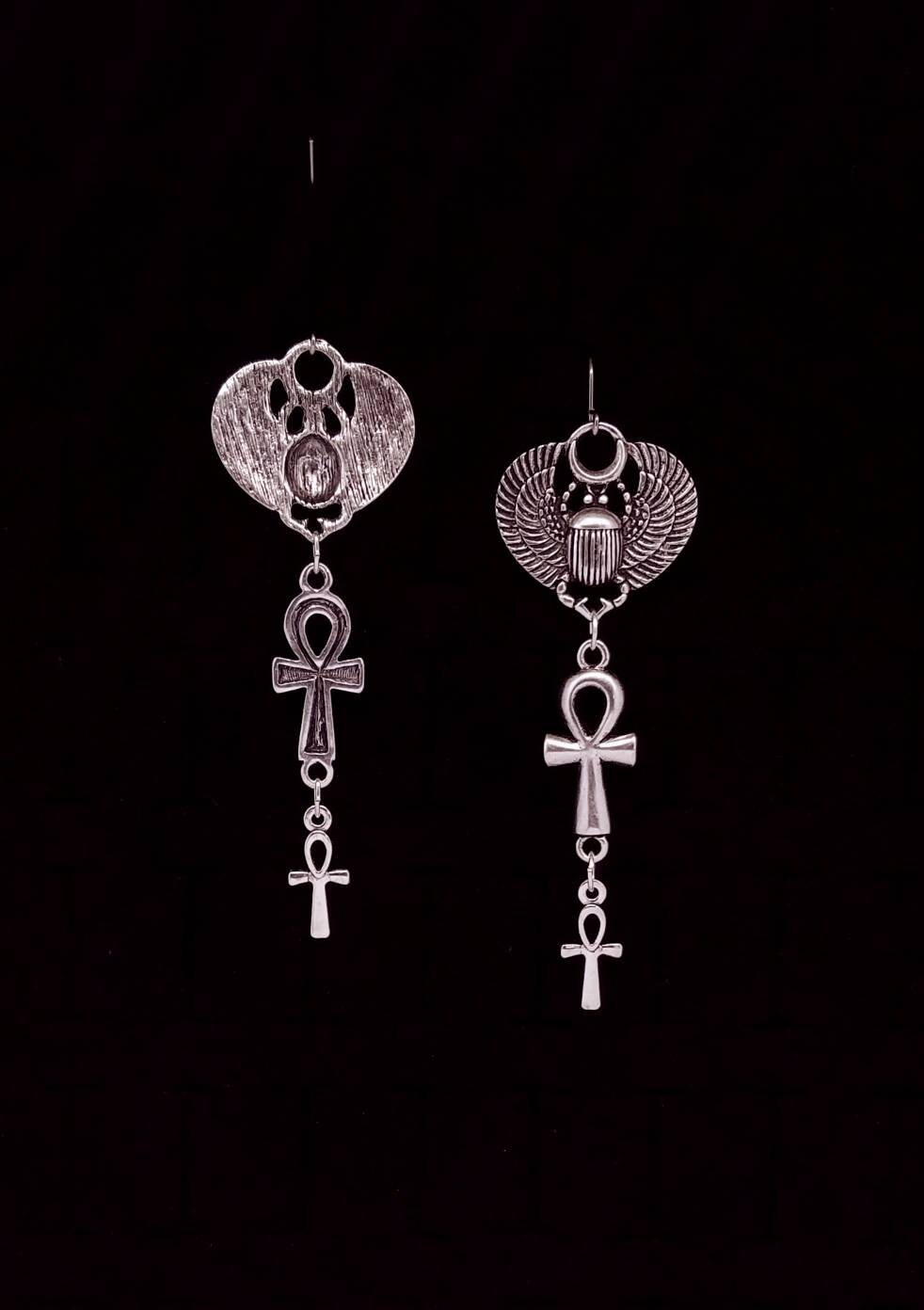 EGYPTIAN SCARAB earrings ankh earrings vampire earrings | Etsy