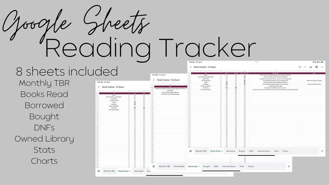 2024 Reading Tracker Google Sheet Tracker Reading Goals Tracker - Etsy