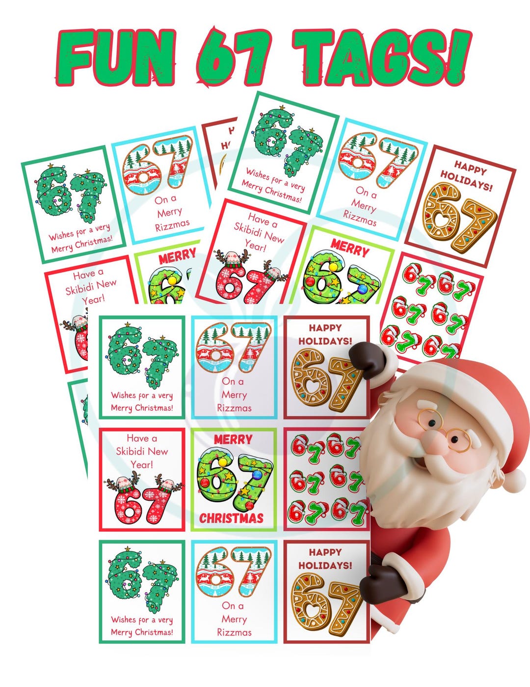 67 Christmas Gifts Tags, 67 Meme, Funny Christmas Tags, Rizzmas Gift ...