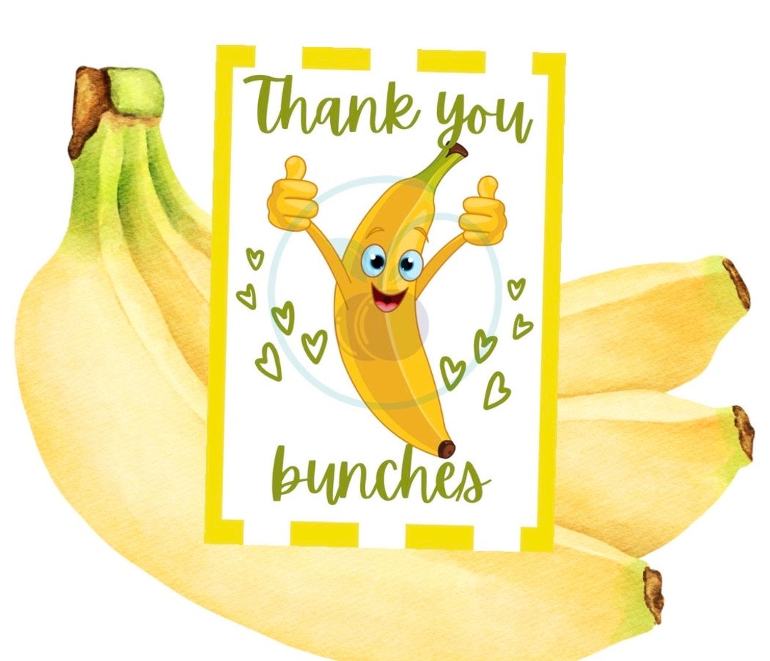 Thanks Bunches, Thank You Bunches, Banana Card, Silly Card, Cute Card ...