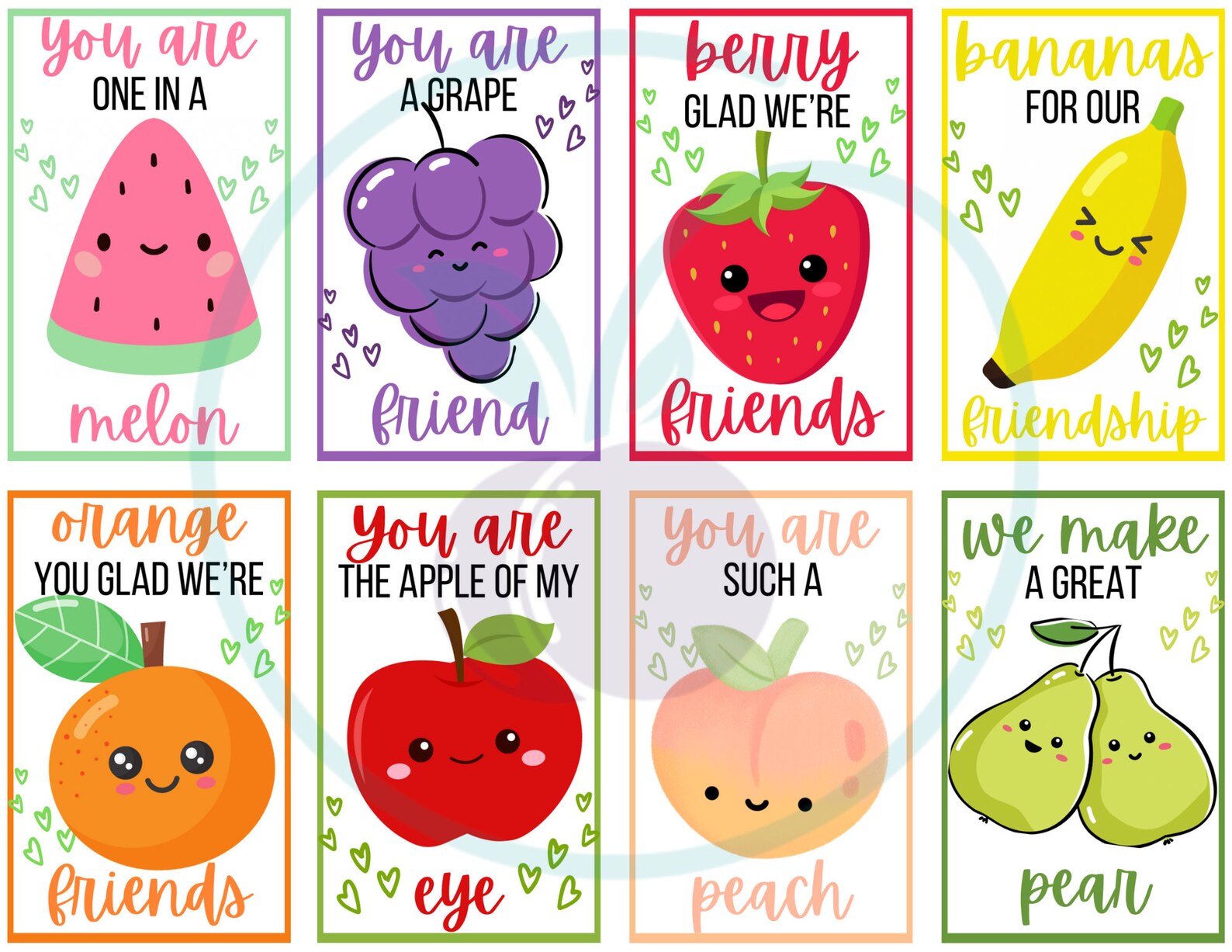 Valentines Kids Cards, Fruit Valentine Cards Kids, Fruit Valentine's ...