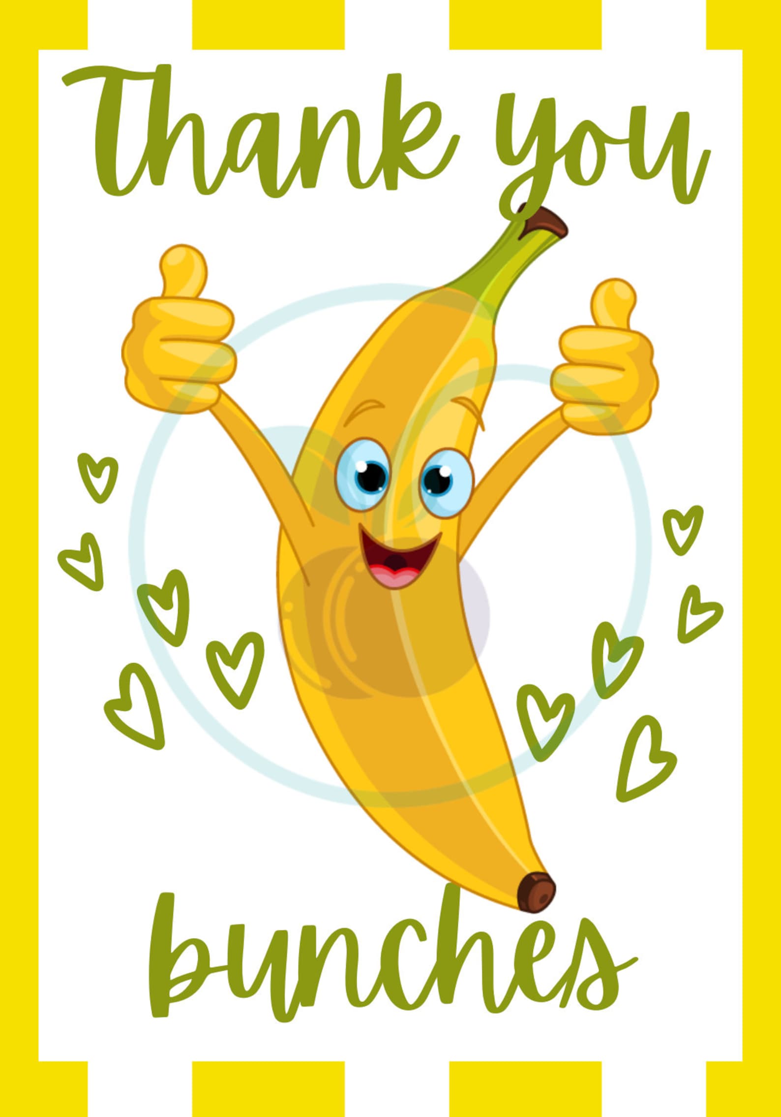 Thanks Bunches, Thank You Bunches, Banana Card, Silly Card, Cute Card ...