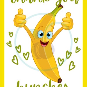 Thanks Bunches, Thank You Bunches, Banana Card, Silly Card, Cute Card ...