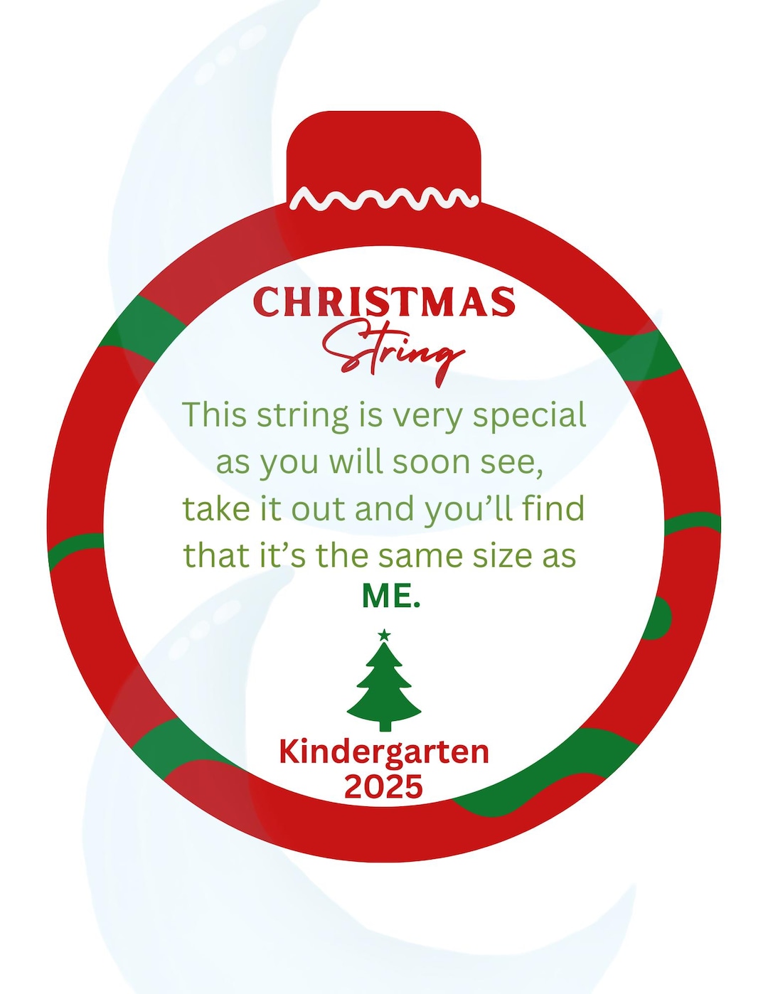 Kindergarten Holiday Christmas Ribbon Gift Tag Printable Kids Christmas ...