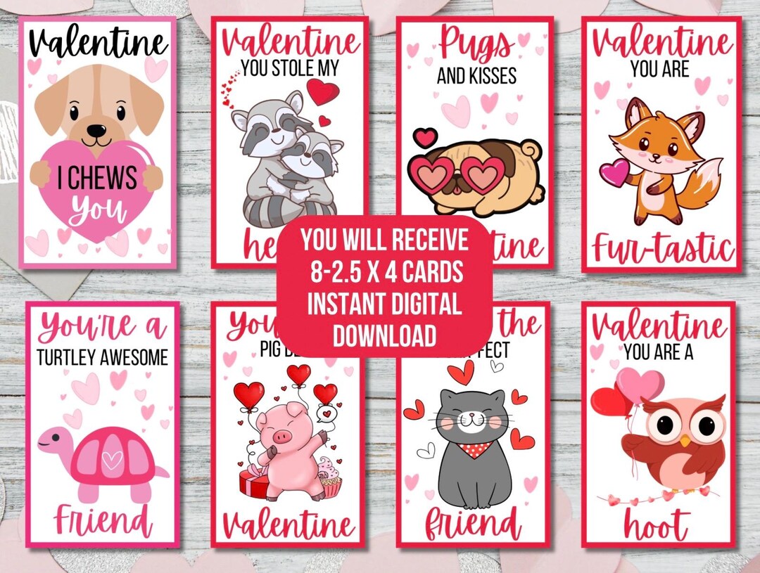 Animal, Dog.valentine Kids Cards, Animal Valentine Cards Kids Exchange ...