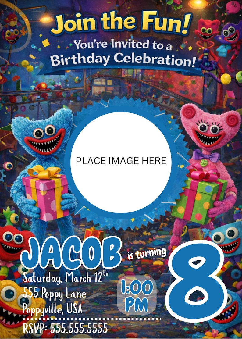 Poppy Playtime Birthday Invitation, Huggy Wuggy Party Invite (digital ...