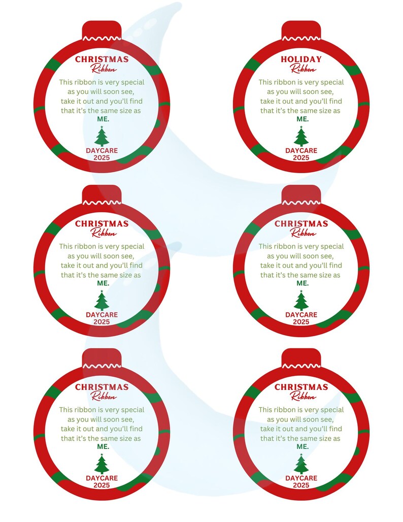 Christmas Ribbon Gift Tag Printable Kids Christmas Ribbon Ornament ...