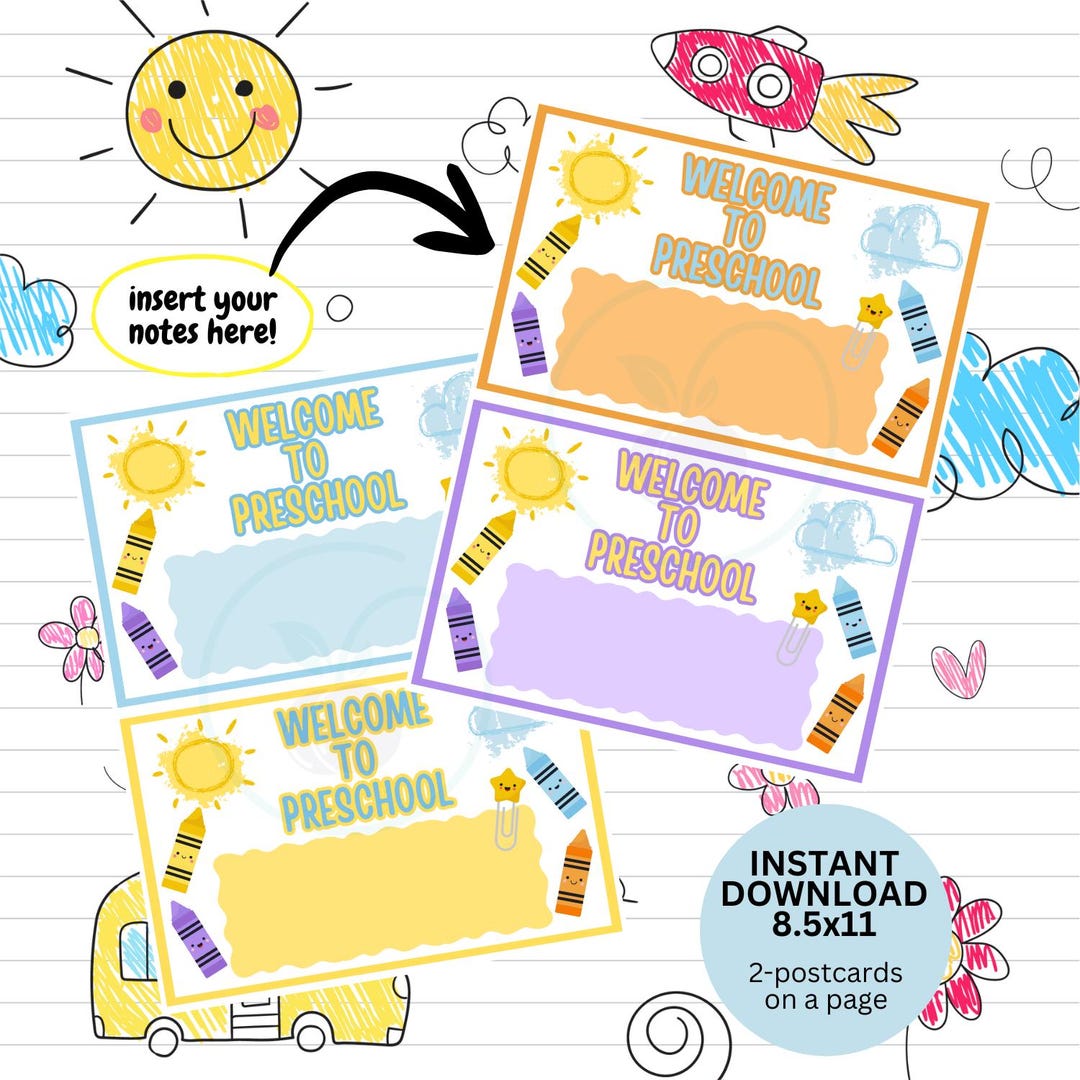 Preschool, Crayon Back to School Flyer, Welcome to Preschool Postcard ...