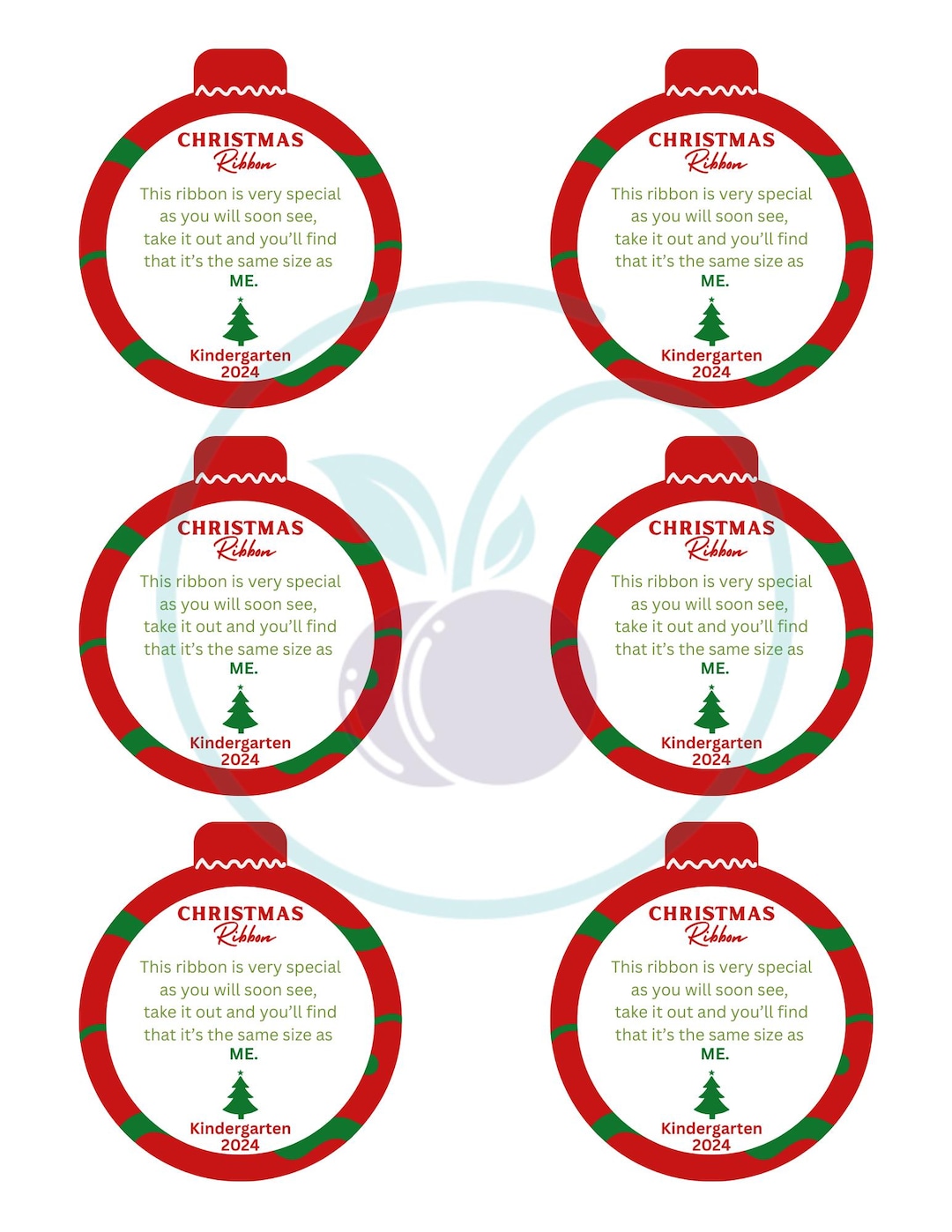 Kindergarten Christmas Ribbon Gift Tag Printable Kids Christmas Ribbon ...