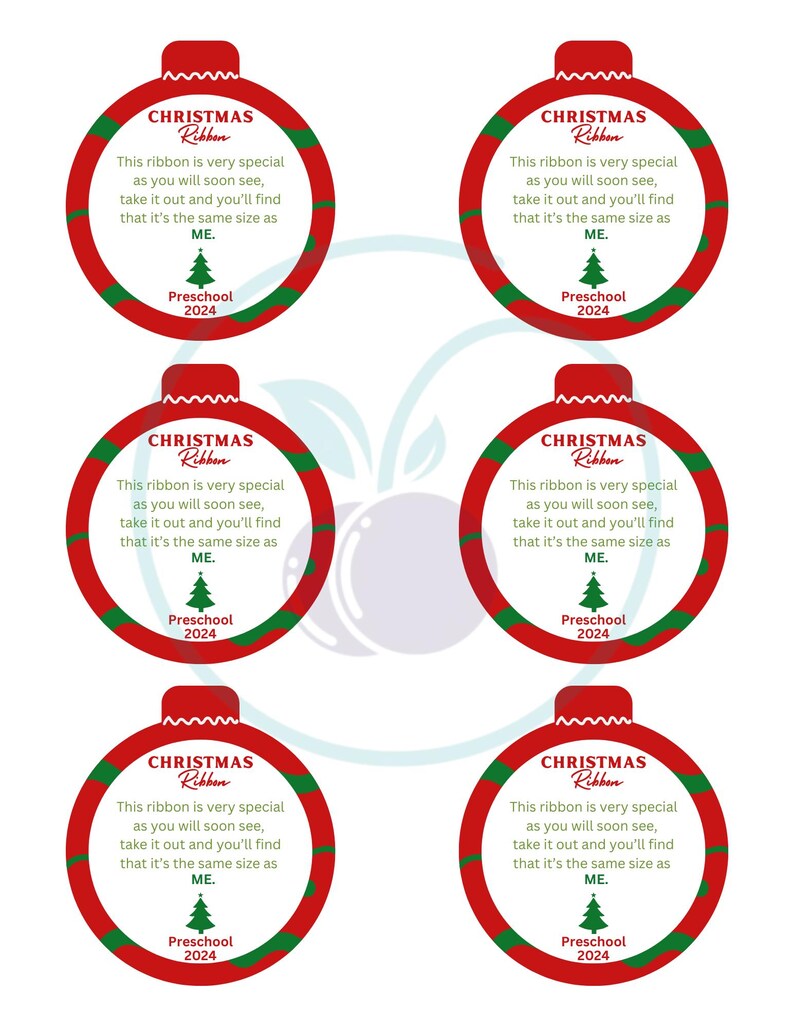 Preschool Christmas Ribbon Gift Tag Printable Kids Christmas Ribbon ...
