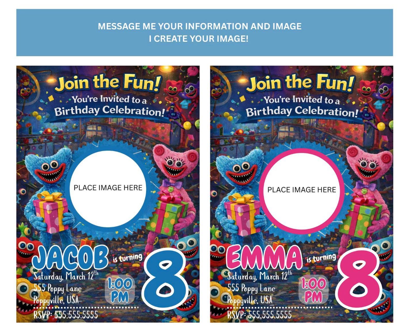 Poppy Playtime Birthday Invitation, Huggy Wuggy Party Invite (digital ...
