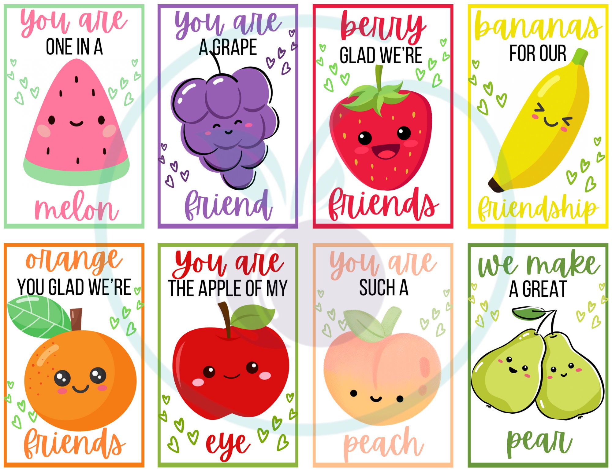 Valentine Kids Cards, Fruit Valentine Cards Kids Exchange, Fruit Snacks ...