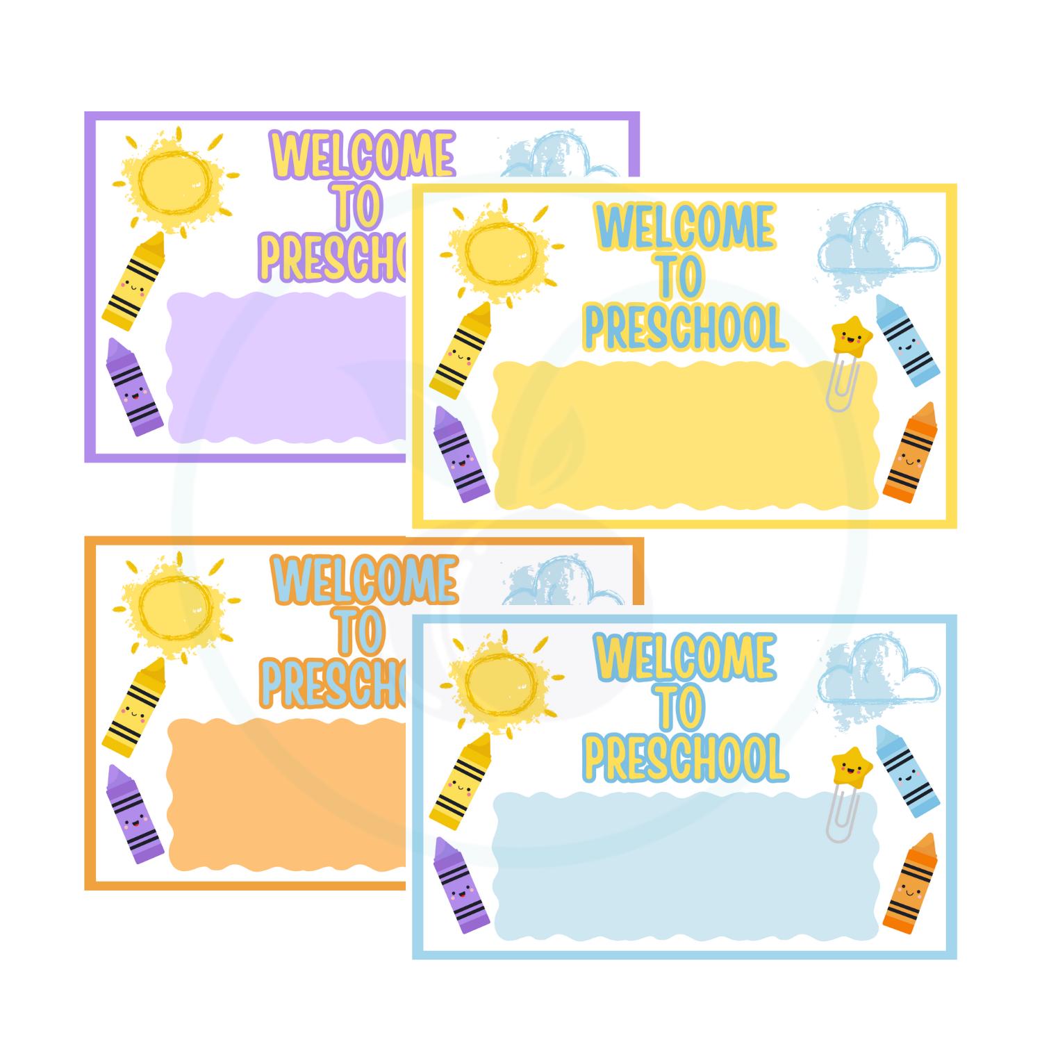 Preschool, Crayon Back to School Flyer, Welcome to Preschool Postcard ...