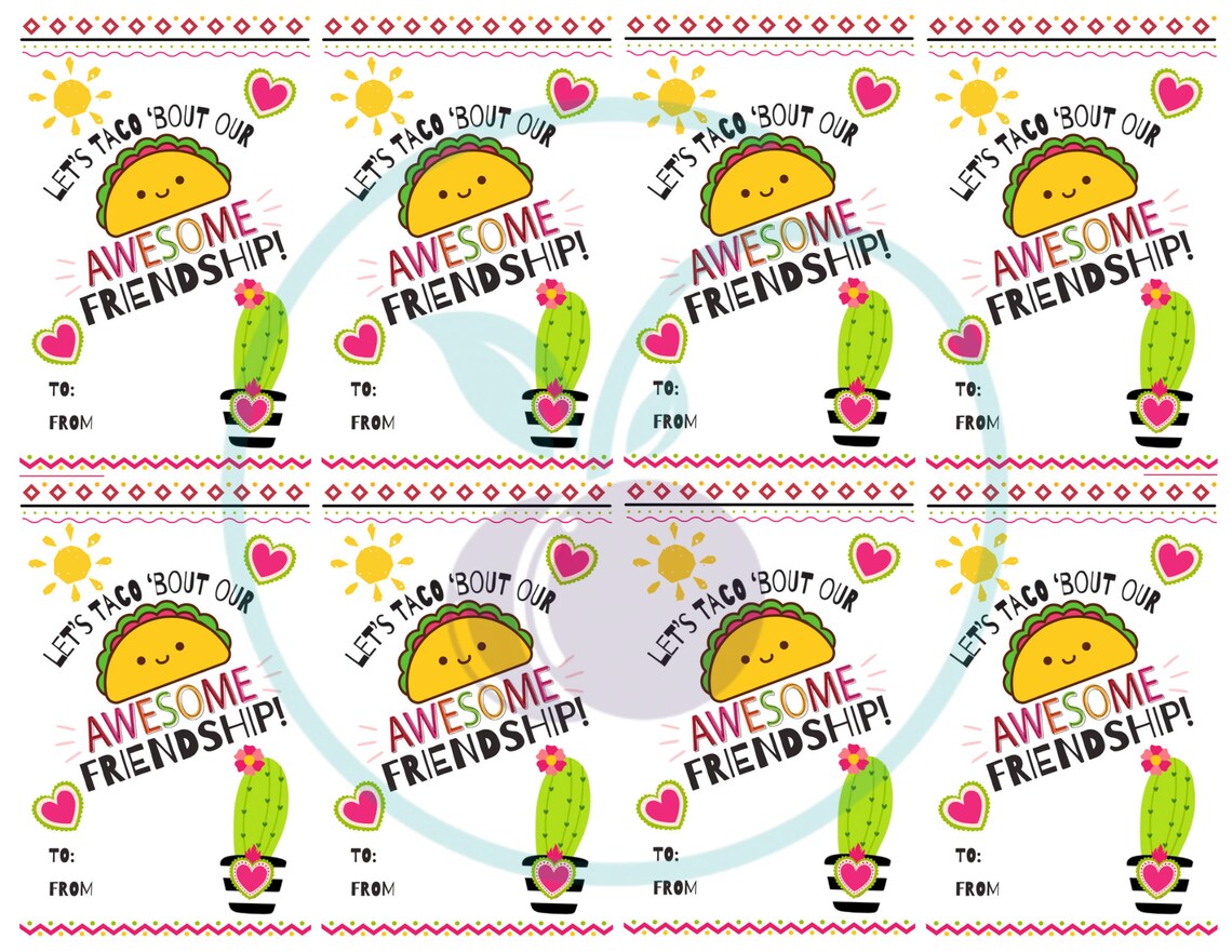 Let’s Taco Bout Valentine, Taco Valentine, Valentine Tag, Valentine’s ...