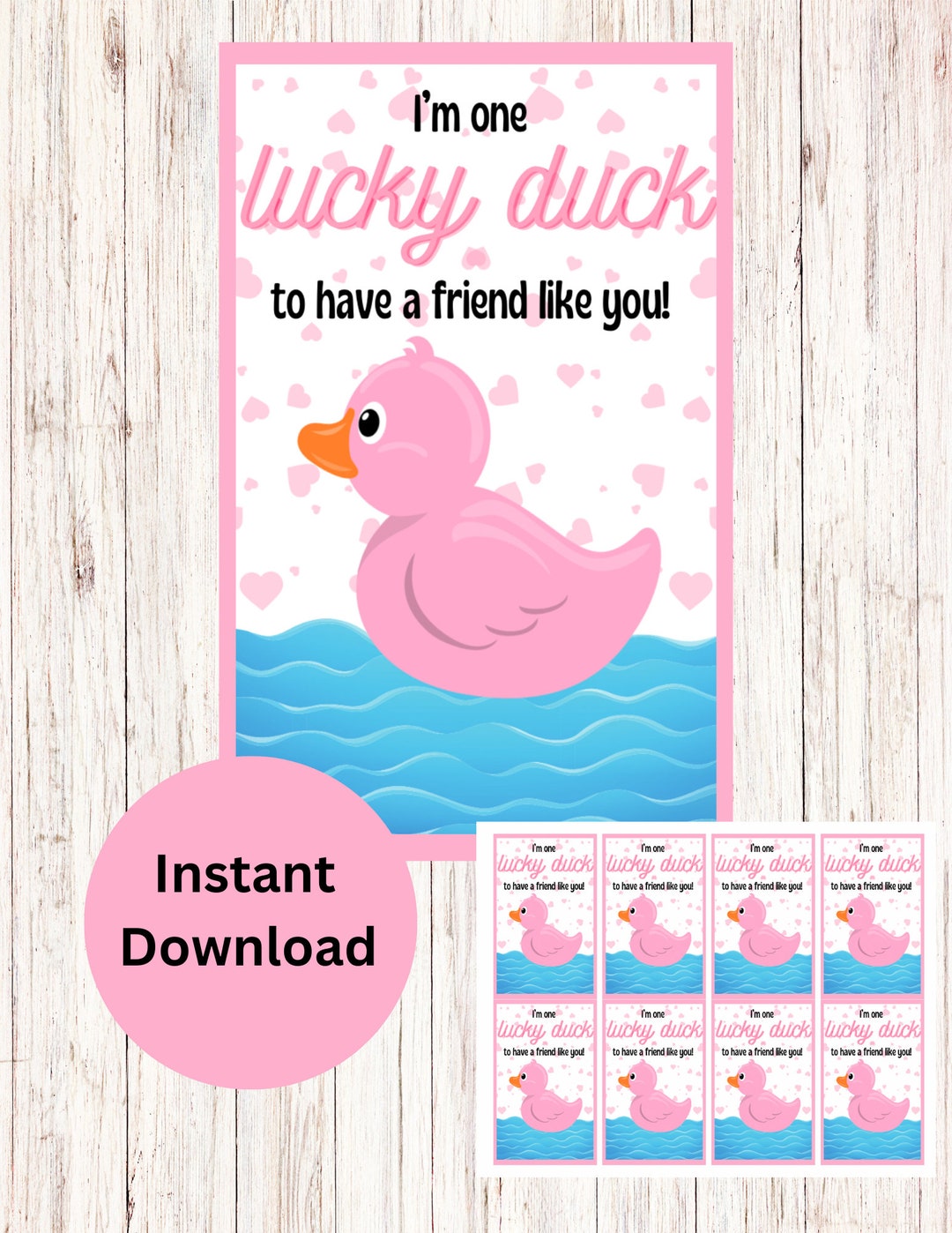 Pink Lucky Duck Valentine - Etsy