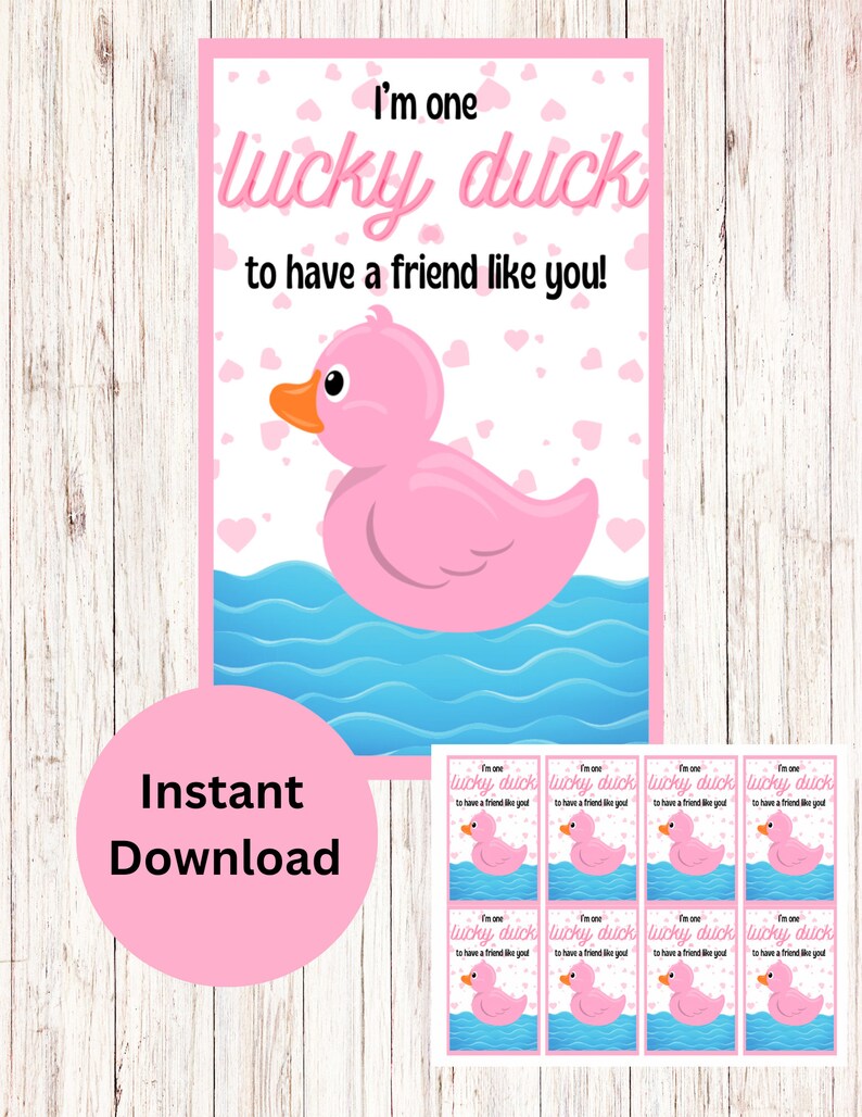 Pink Lucky Duck Valentine - Etsy