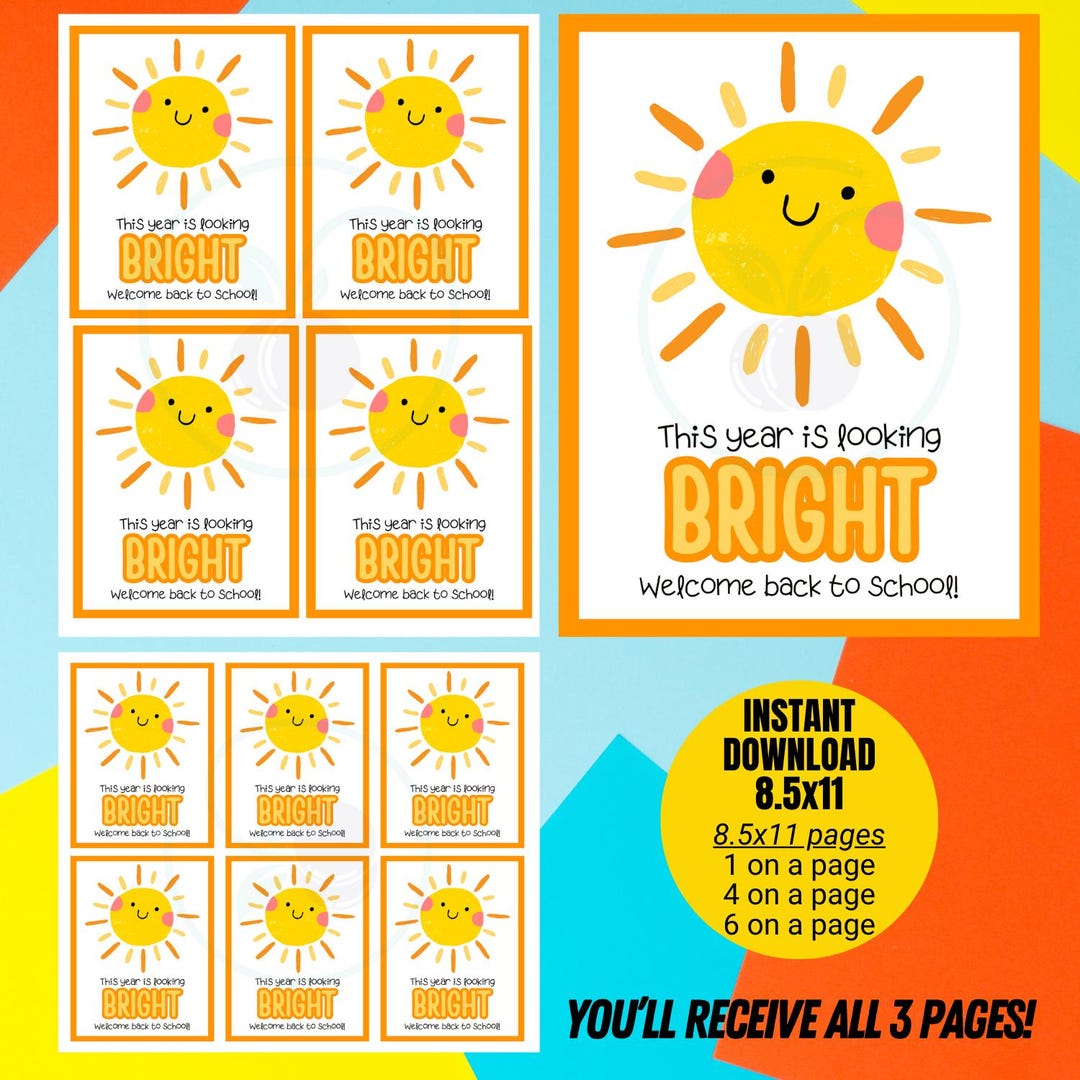 Back to School Gift Tags, This Year is Looking Bright, Welcome Back ...